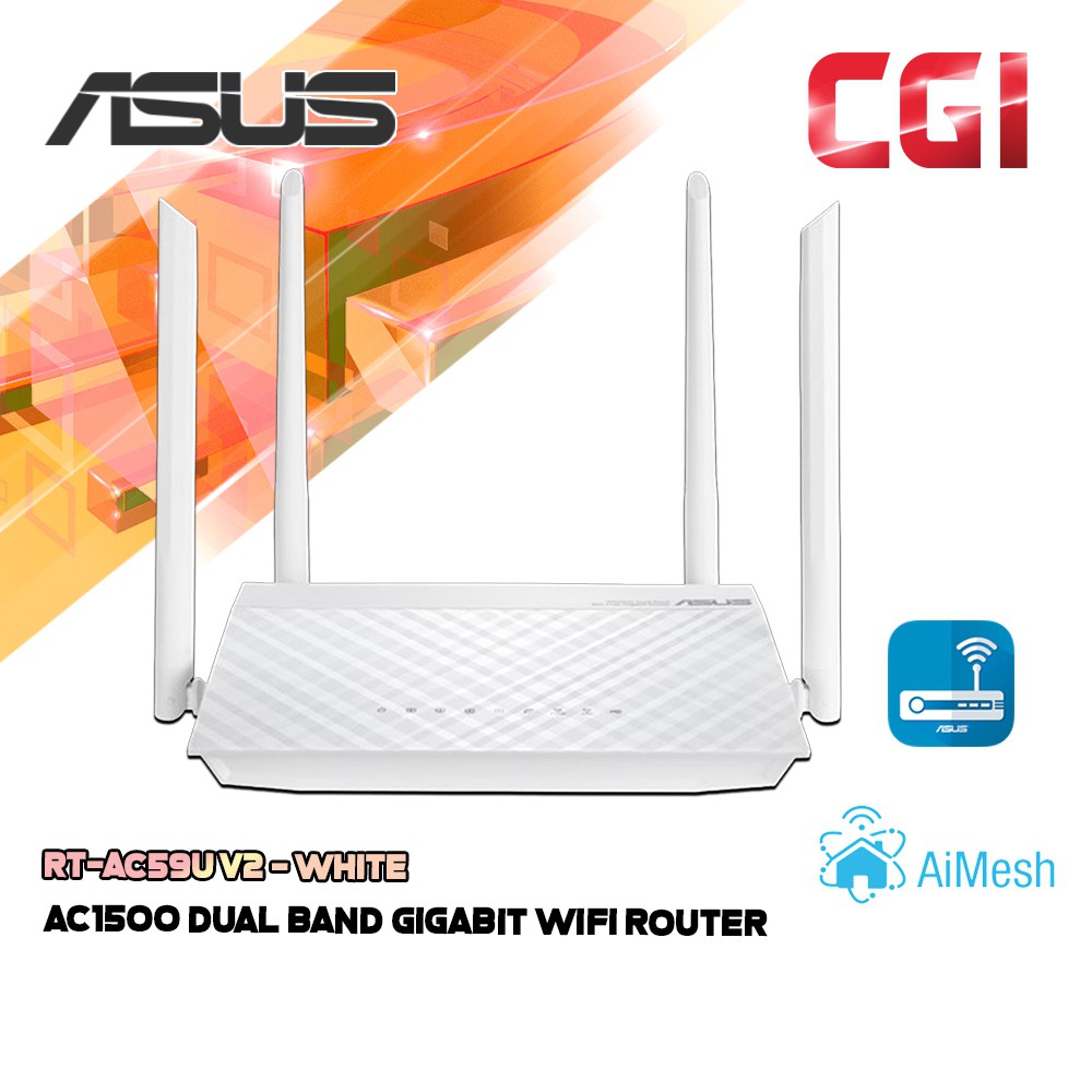 Asus RT-AC59U V2 White AC1500 Dual Band Gigabit AiMesh Wifi Router ...