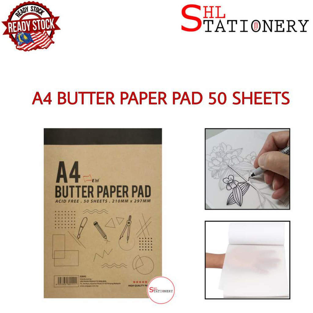 UNI A4 Butter Paper Pad 50 Sheets / Kertas Butter 210mm x 297mm ...