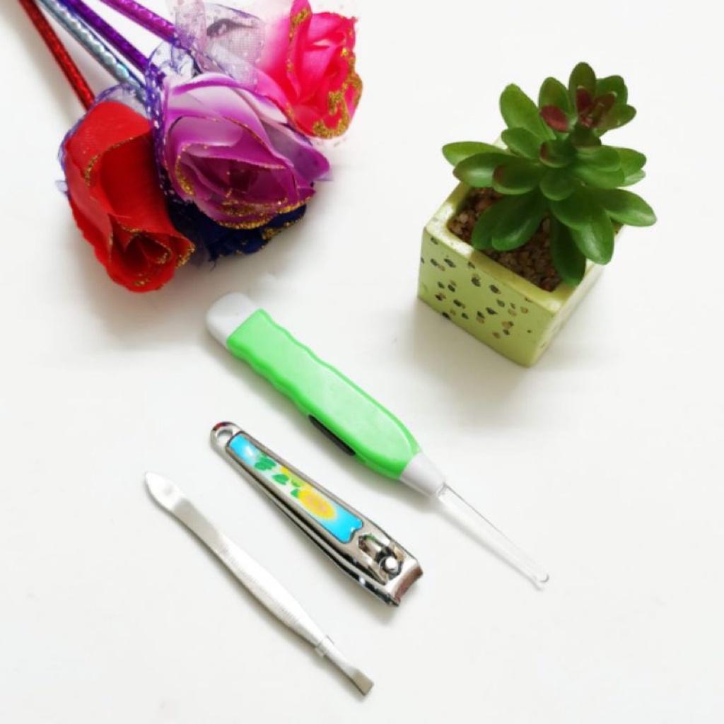 🇲🇾🐸3in1 beauty set tools Ear Pick Tweezer & Nail Clipper Pedicure Set ...