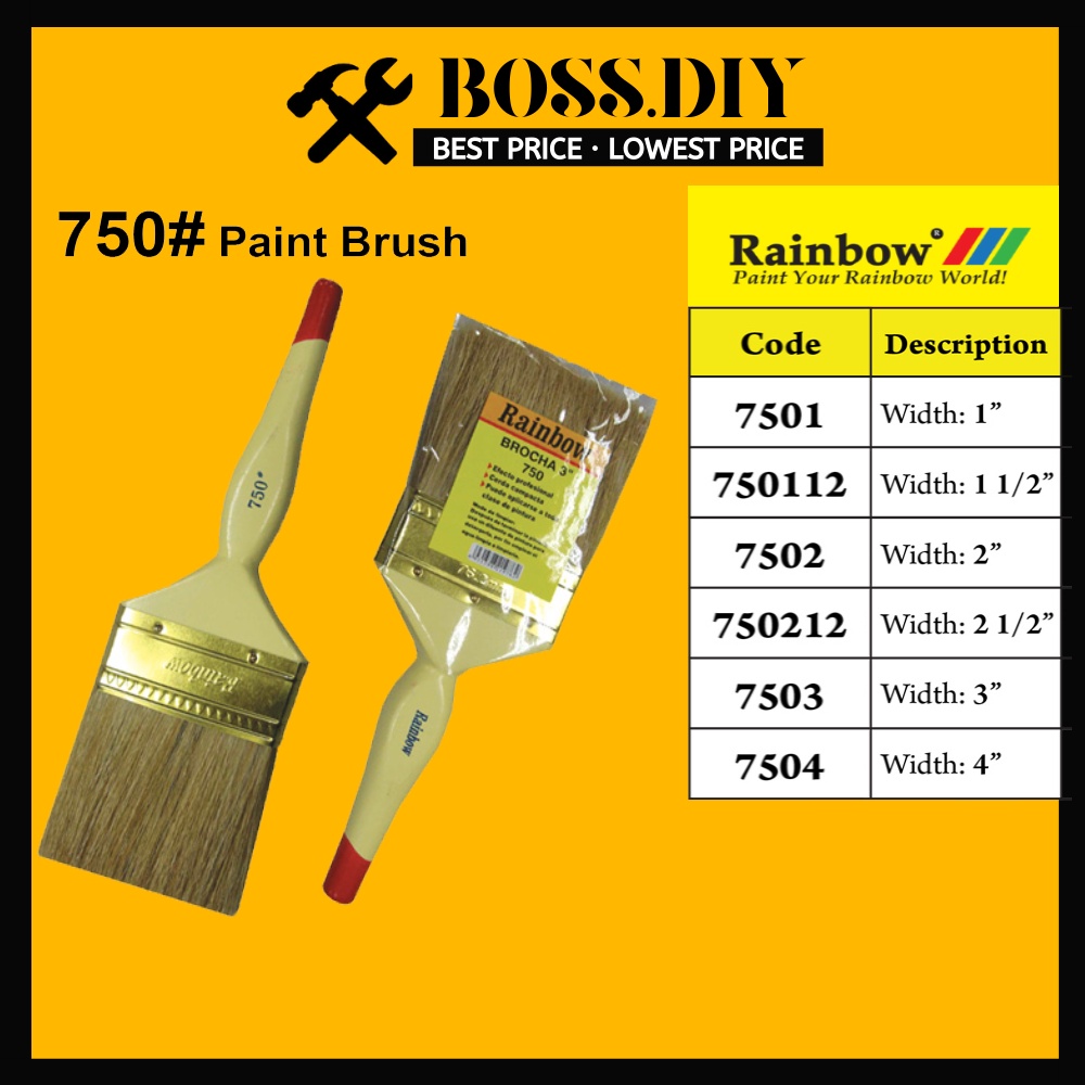 RAINBOW #750 Paint Brush - 1" 1,1 1/2",2",2 1/2", 3" & 4") | Shopee ...