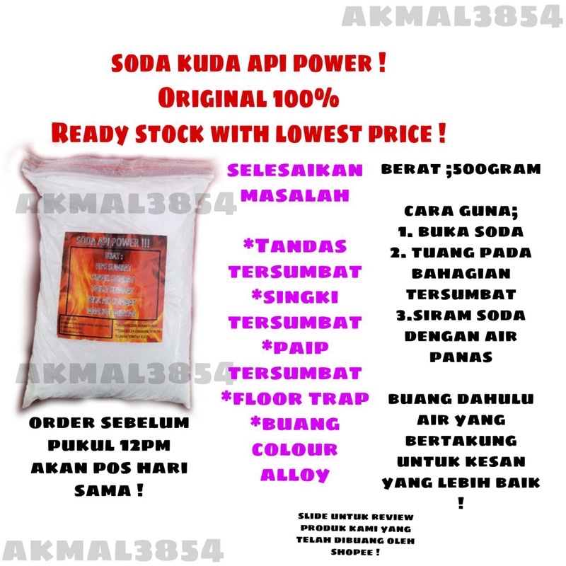 Limited offer !! Soda Api Power Soda Kuda Api Clog Pipe Remover 500gram ...
