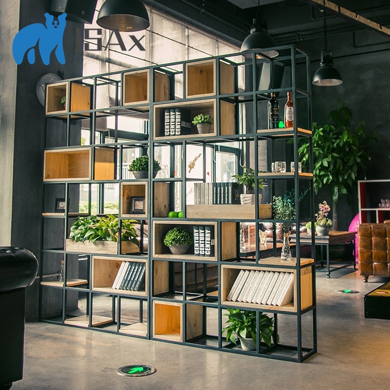 ISAX_Office wrought iron shelf American restaurant partition floor ...