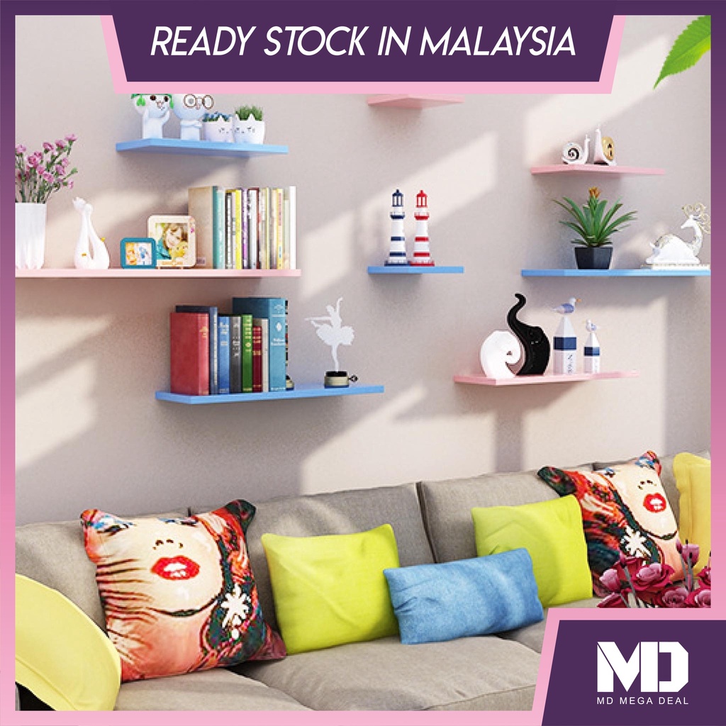 《Mega Deal》4PCS Floating Rak Dinding Terapung Hanging Shelf Wall Shelf ...