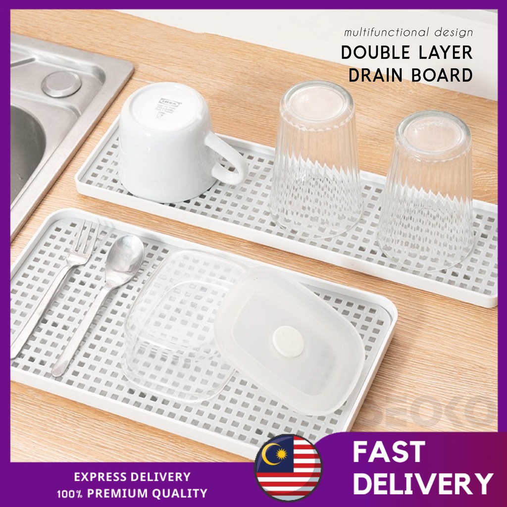 Drain Board Double Layer Kitchen Drain Shelf Sink Detachable Draining ...