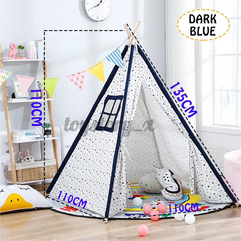 Kids Cotton Canvas Play Tent Teepee Large Portable Wigwam Pretend Play ...