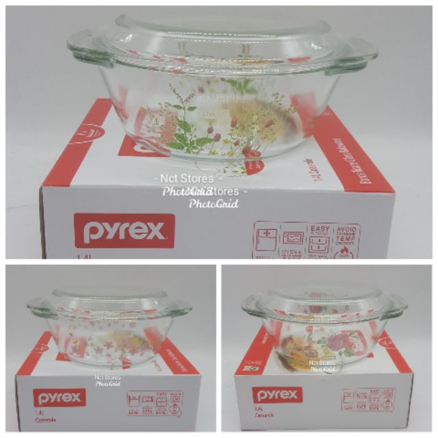 ORIGINAL PYREX 1.4 - 2.0 LITER CASSEROLE WITH LID / MANGKUK KACA PYREX ...