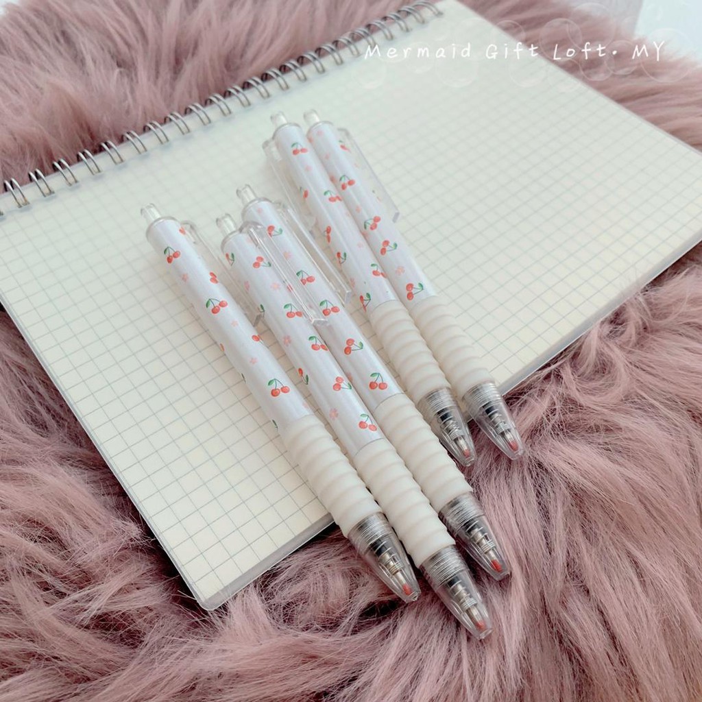 (Ready Stock) Cute Cherry Gel Pen Black Ink Pen Student 0.5mm | Shopee ...