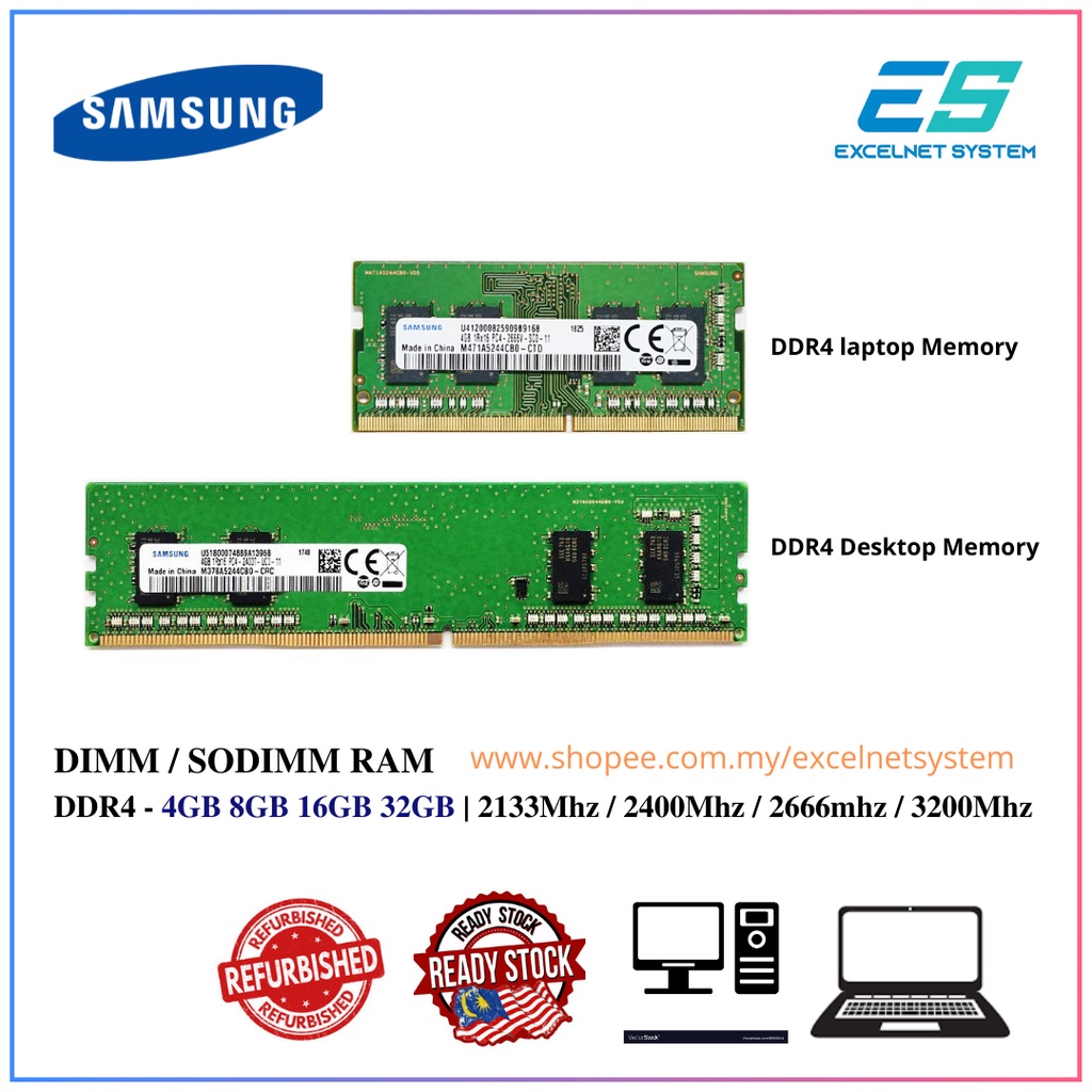 SAMSUNG | DDR4 4GB/8GB/16GB/32GB | Notebook/Desktop Ram | Shopee Malaysia