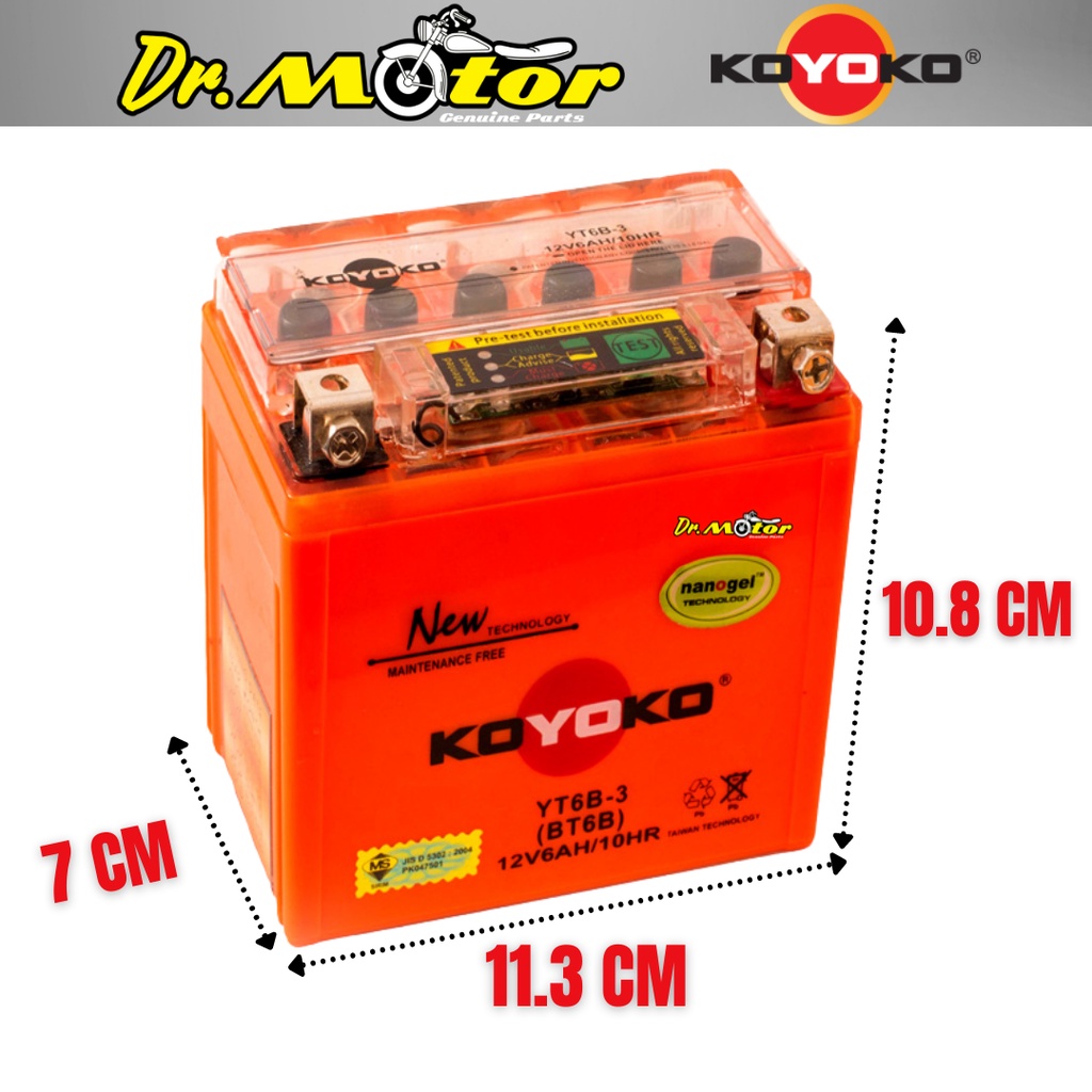 Koyoko Gel Battery New Technology Bateri Motorcycles YTZ5 YB3L YB4L ...