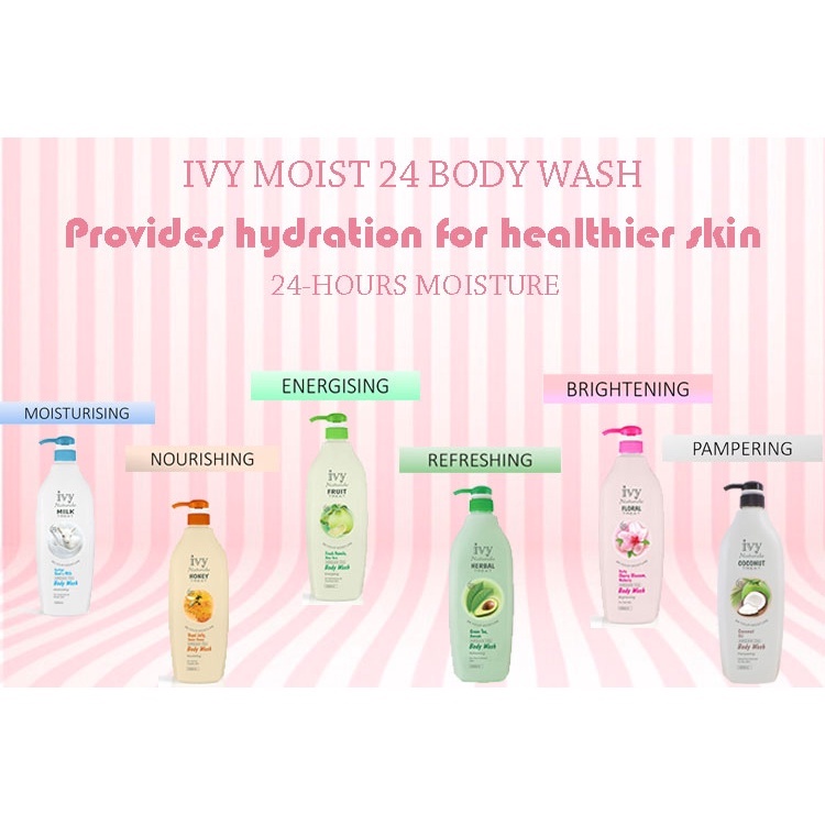 Ivy Naturale Moist 24 Body Wash - 6 flavors (1000ml) | Shopee Malaysia