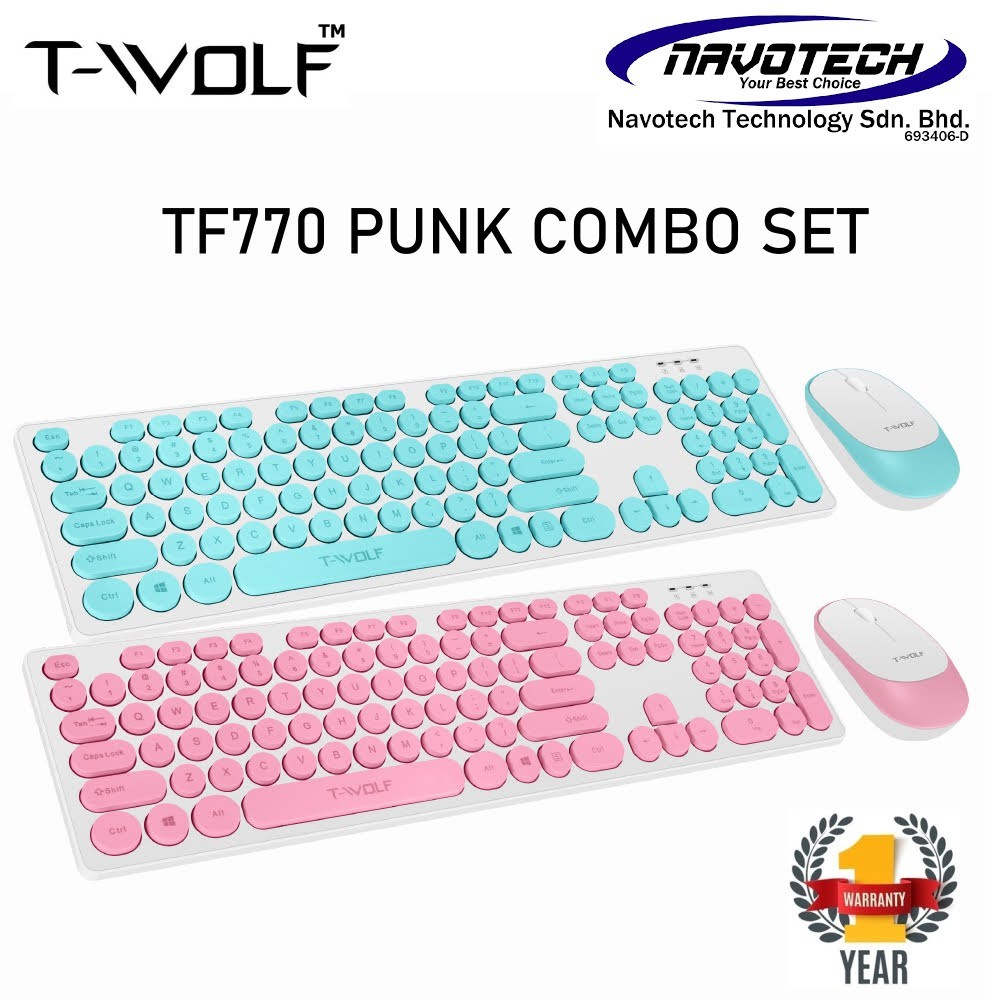 T-WOLF Wireless Keyboard Mouse TF-100 / TF770 Wireless/Wired Keyboard ...