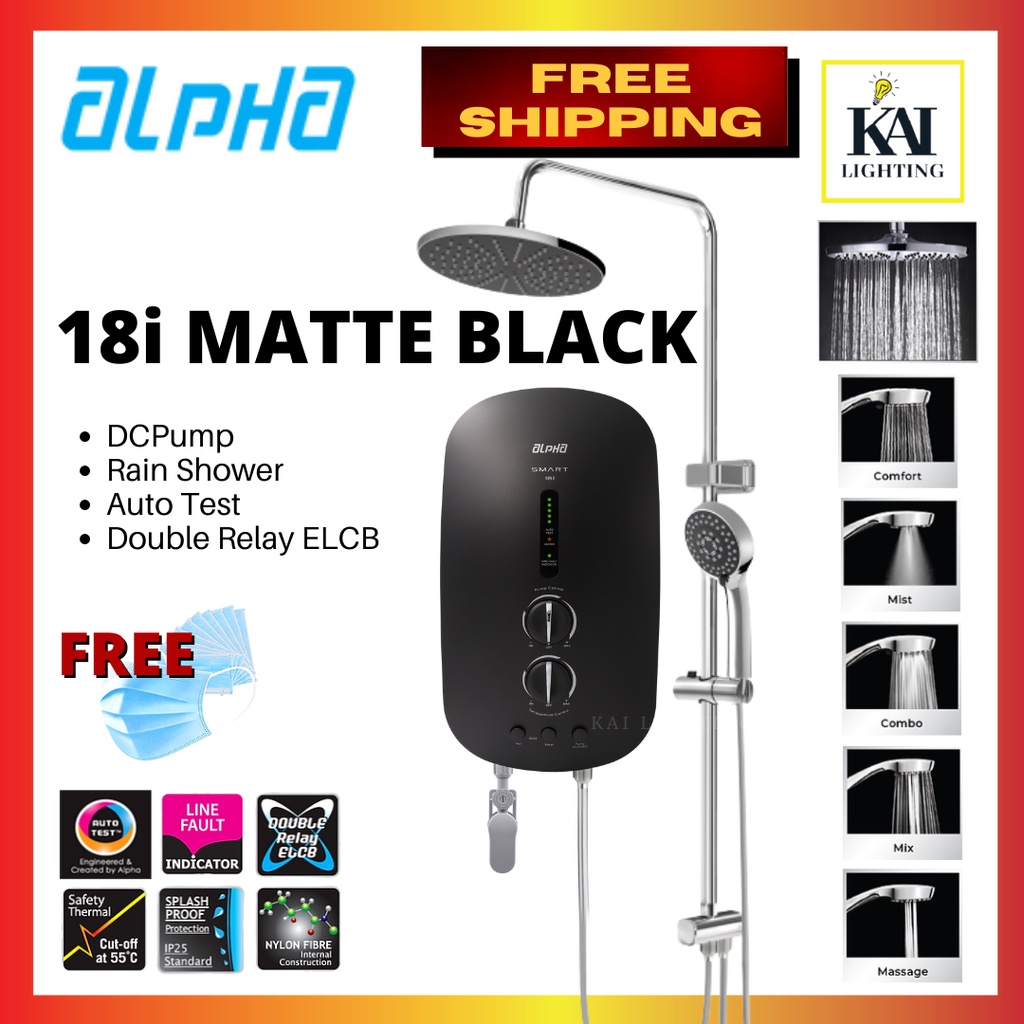 🌟FREE SHIPPING🌟 ALPHA Hot Shower Instant Water Heater with Pump (IM9I / IM9I PLUS / SMART18I ...