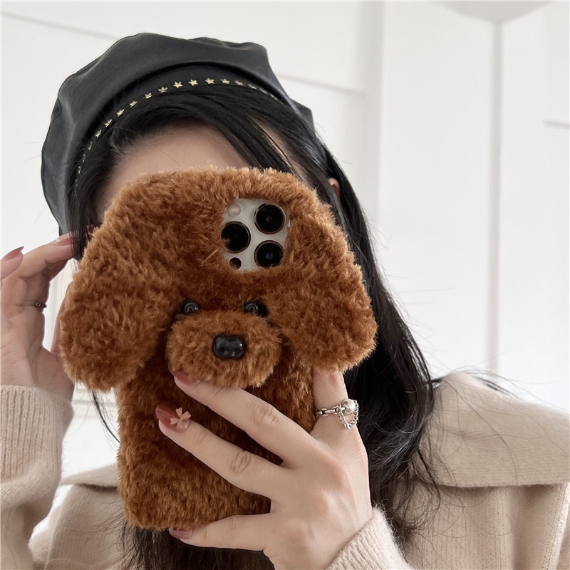 3D Teddy Dog Fluffy Phone Case For iPhone 13 Pro Max 12 Mini 11 X XS ...