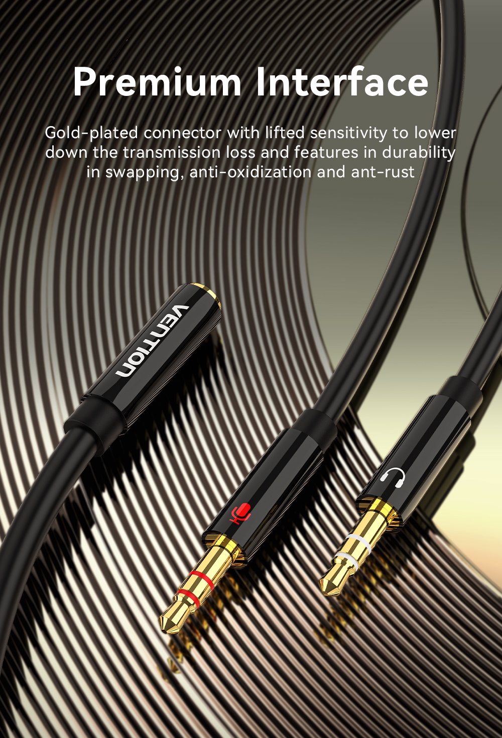 Vention Audio Cable 2 TRS 3.5mm Male to Female Audio Cable Phone Call ...