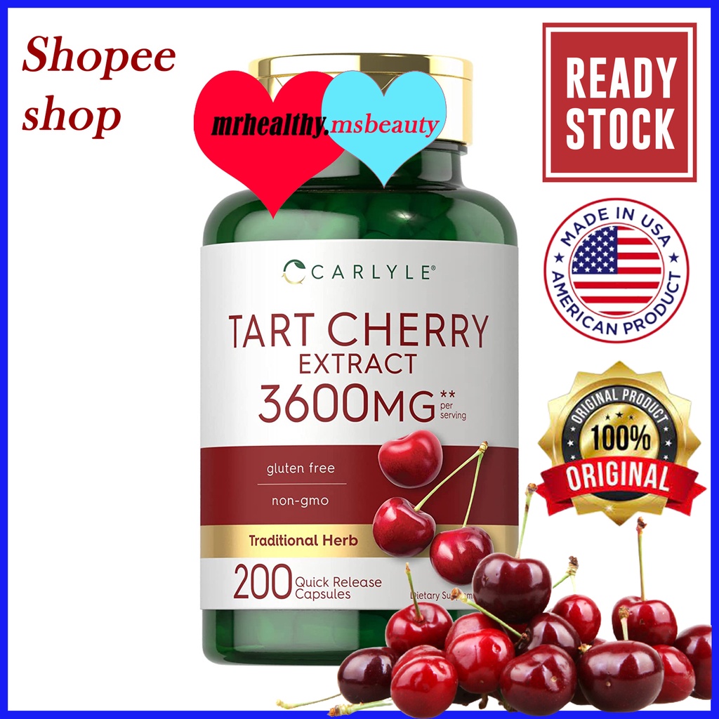 Tart Cherry Extract Capsules | 200 Count | Non-GMO and Gluten Free ...