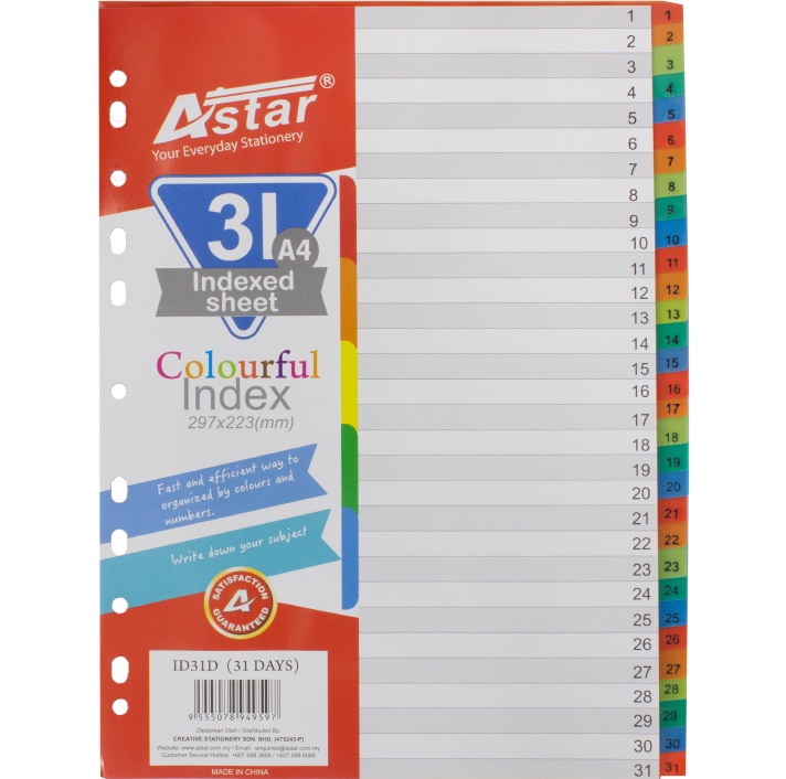 Index divider 1 to 31 ( plastic ) 1-10/1-12/1-20/jan-dec | Shopee Malaysia