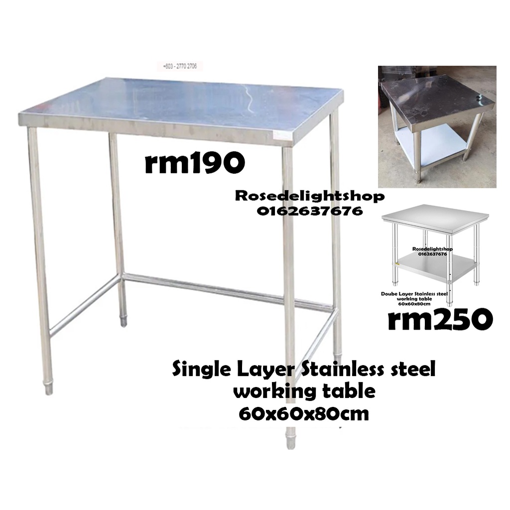 Stainless Steel Kitchen Working Table Storage Rack Heavy Duty Cooking ...