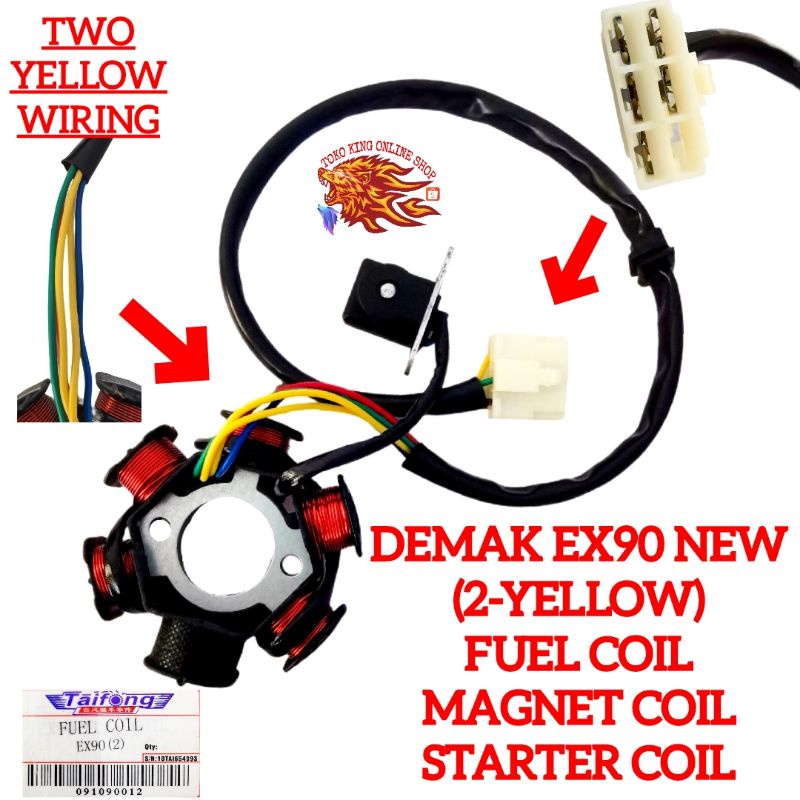 DEMAK EX90 EX-90 OLD NEW 1 ONE / 2 TWO YELLOW KUNING STATOR STARTER ...
