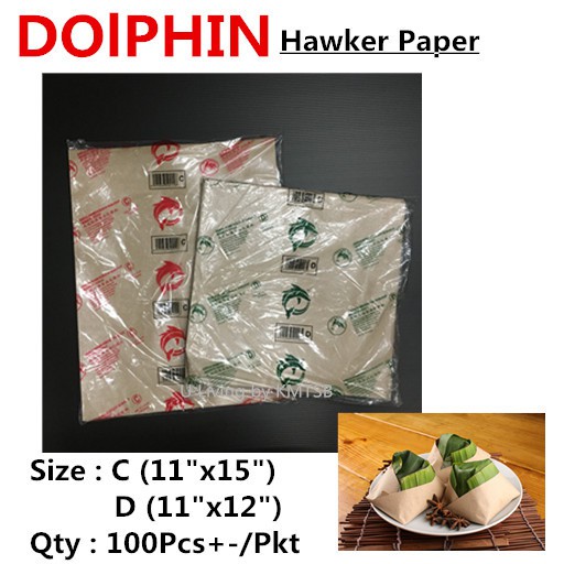 DOLPHIN Brand Paper C / D ( 100 sheets +- ) Hawker Paper Wrap / Kertas ...