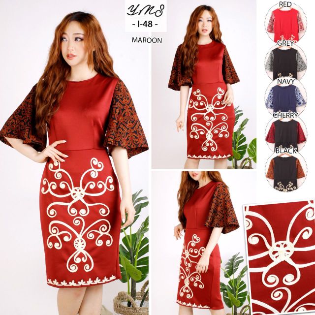 DRESS PUA KUMBU PATTERN BUNGA BURIEK | Shopee Malaysia
