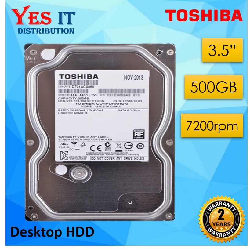TOSHIBA 500GB Internal Hard Disk Drive (7200 rpm /64MB Buffer Size ...