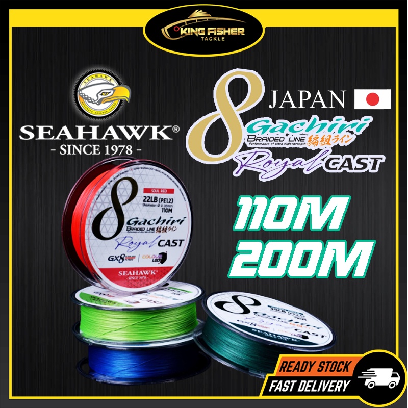 KFT SEAHAWK Gachiri ROYAL CAST X8 8X Braided Fishing Lines 110/200M Tali Benang Pancing Smooth ...