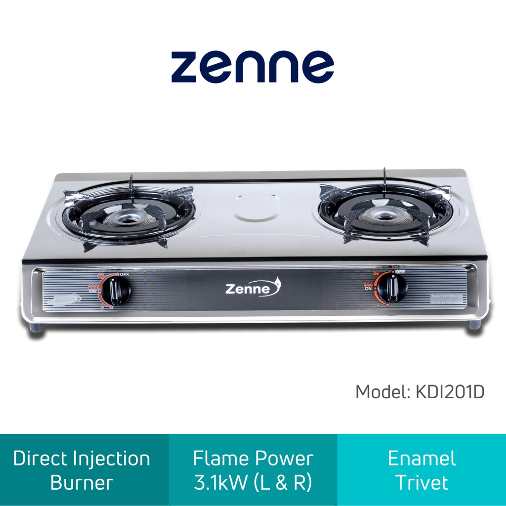 Zenne Double Burner Gas Cooker KDI201D | Shopee Malaysia