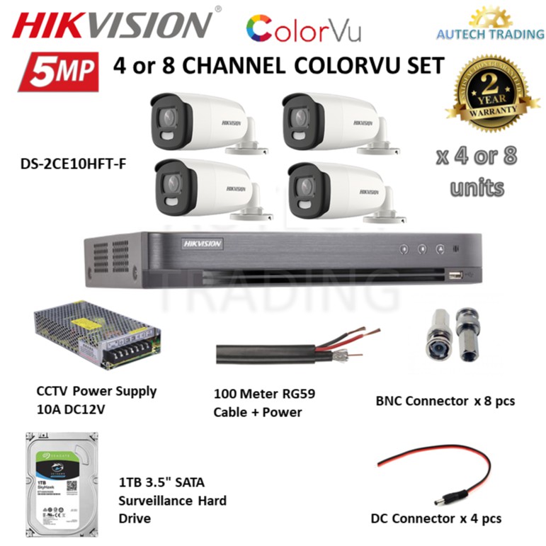 HIKVISION 5MP COLORVU DS-7204HUHI-K1 Full HD 4 Channel indoor outdoor ...