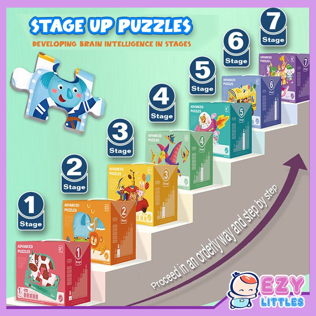 EZYLITTES Stage Up Jigsaw Puzzle 1-7 Stages Early Education Advance ...