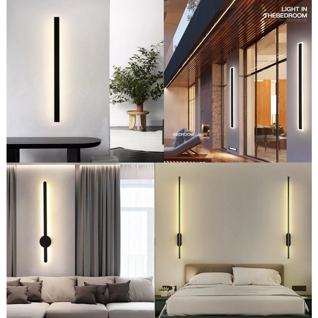 Modern LED Light Long / Short Ceiling Light Wall Light Black | Shopee ...