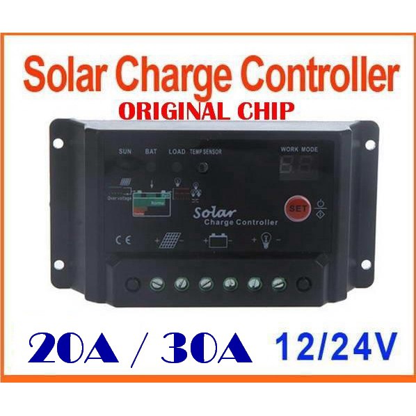 SOLAR CHARGER CONTROLLER 12V/24V 20A & 30A (ORIGINAL CHIP) | Shopee ...