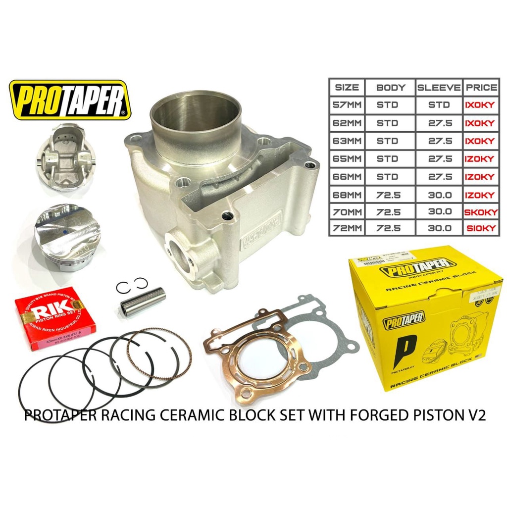 PROTAPER V2 ( UPGRADE VERSION ) CERAMIC BLOCK KIT + FORDEG PISTON Y15 ...