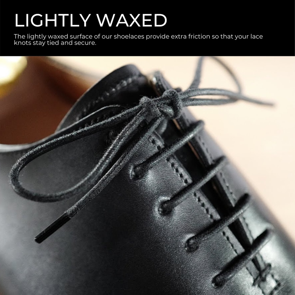 OXFORD Premium Waxed Shoelace High Quality Round Black Brown White ...