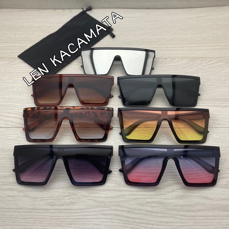 KACA MATA VIRAL SUNGLASSES RETRO FLATTOP SQUARE OVERSIZE FULL LENS ...