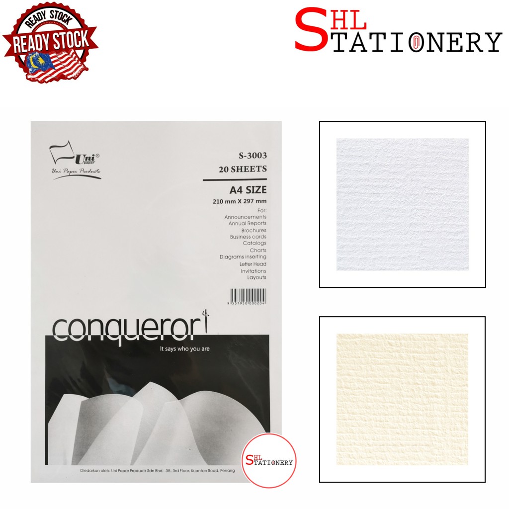 A4 Conqueror Paper Laid 100gsm White / Cream 20's Premium Office Paper ...