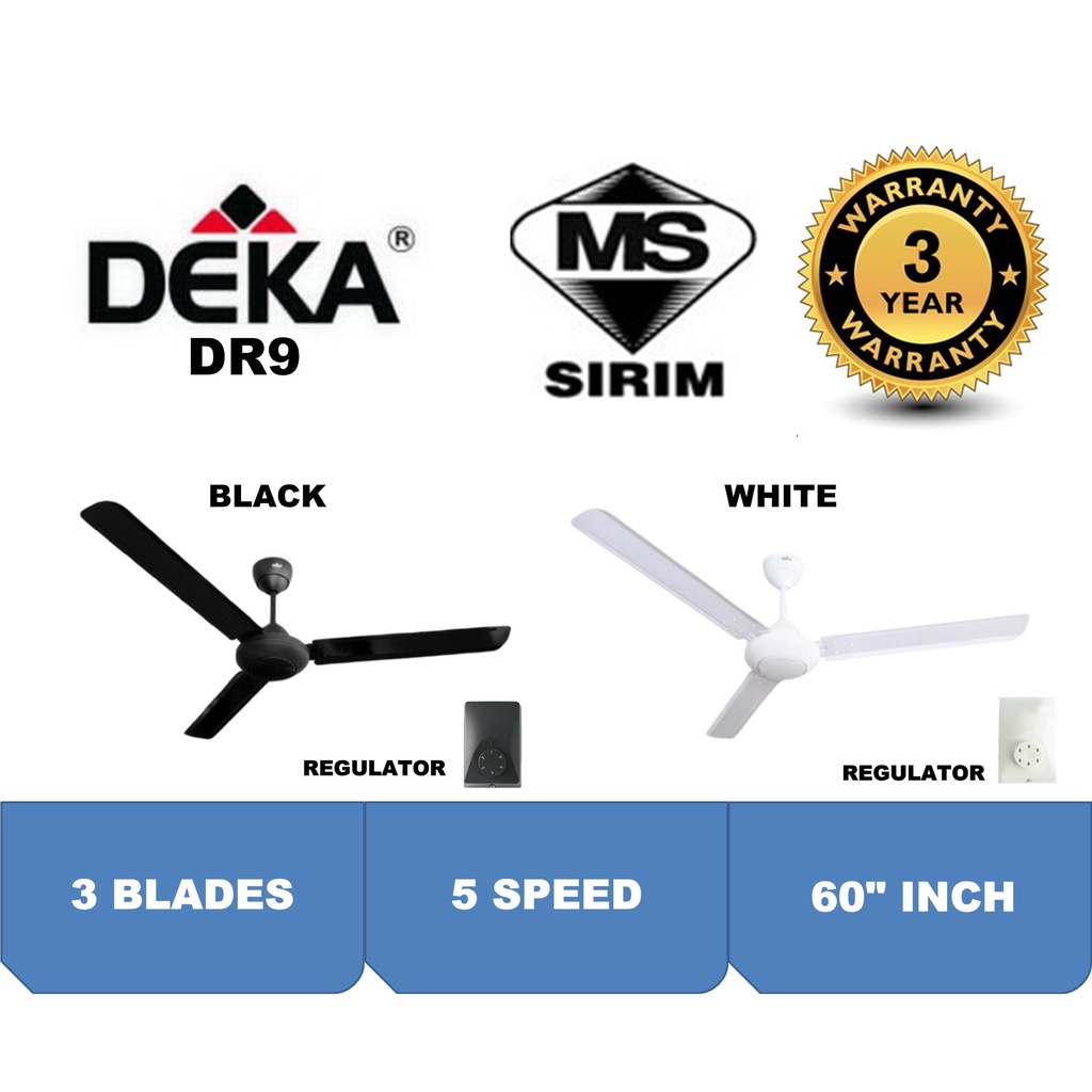 DEKA DR9 60'' CEILING FAN / 3 BLADES / 5 SPEED / ELECTRONIC WALL ...