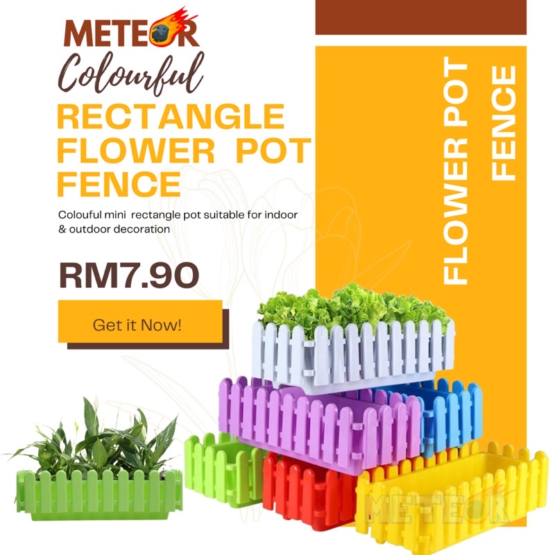 Rectangle Flower Pot Fence [White only 39.5 cm Lx16.5 cm Wx11.5 cm H ...