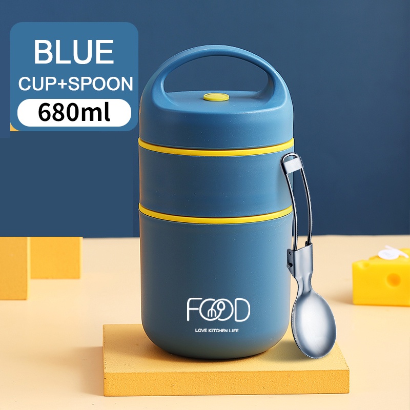 2 Layers Portable Lunch Box Breakfast Cup Breakfast Food Storage Box ...