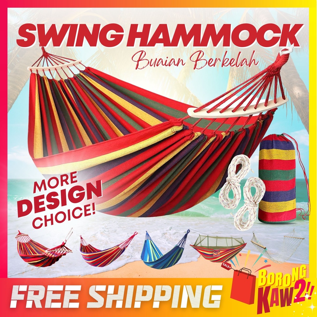 BKK Rainbow Hammock Buaian Gantung Hammock Outdoor Picnic Canvas Fabric ...