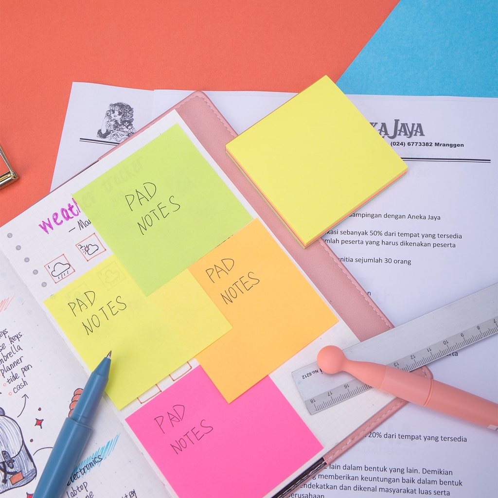 Deli Colorful Notepads Office Post Sticky Notes Memo Pad Paper 4 Colors ...