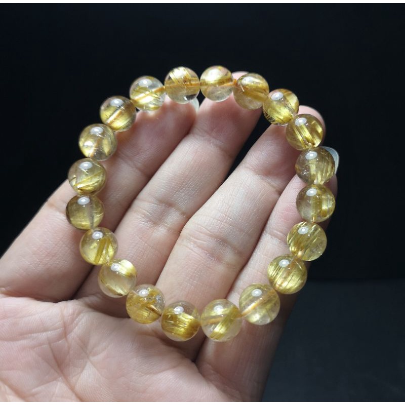 Premium Grade Golden Tutile Bracelet 高等级金钛晶，板钛 | Shopee Malaysia