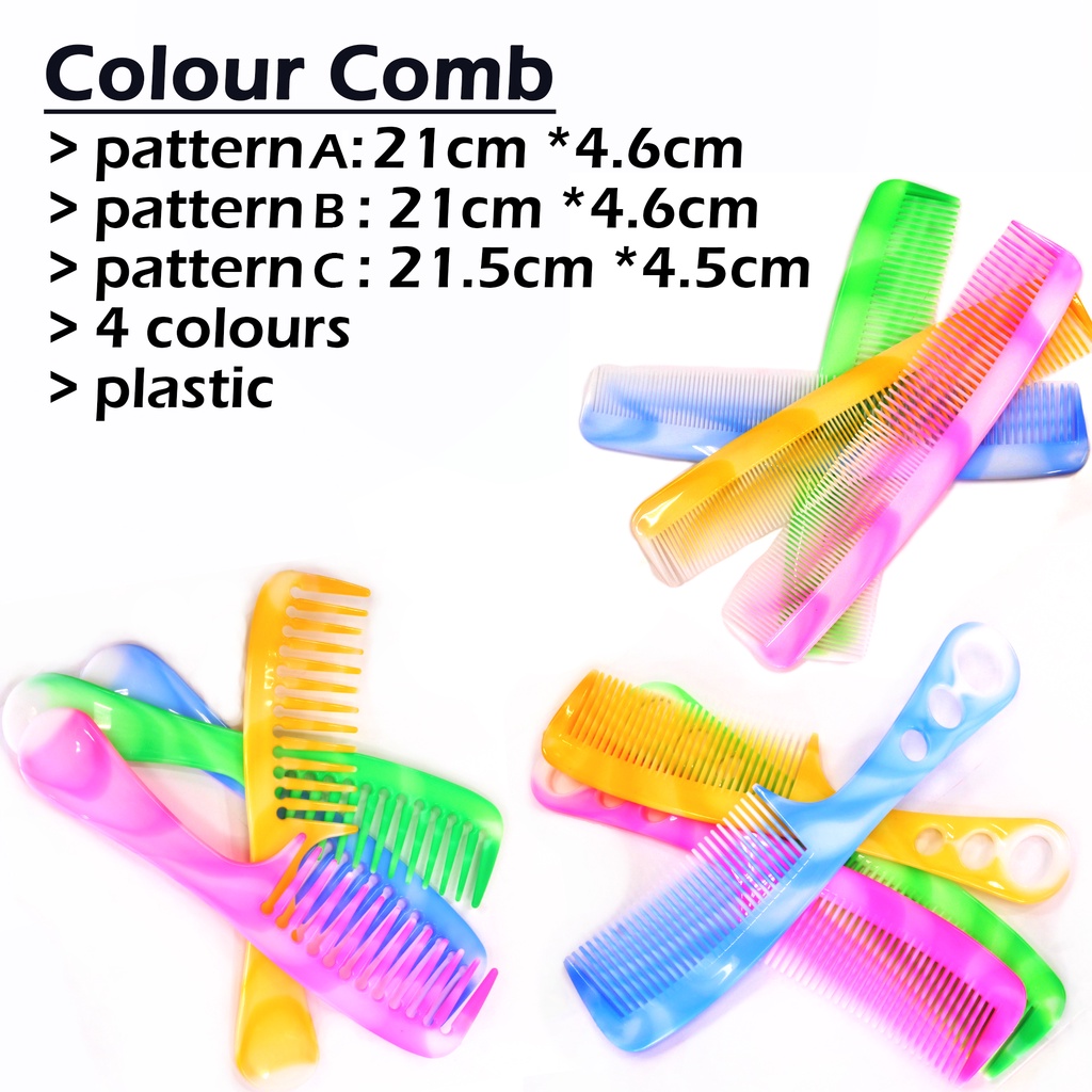 Barber Elastic Plastic Comb Sikat Rambut with Small Large Teeth anti ...