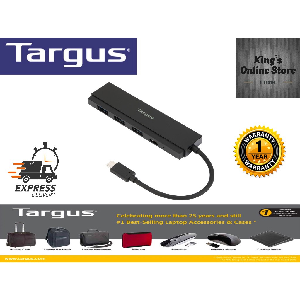 TARGUS USB-C 4-Port Hub (3A1C) WITH POWER DELIVERY ( ACH934AP ...