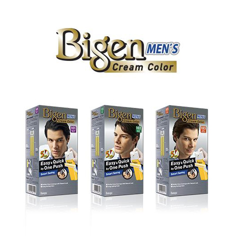 Bigen Men's Cream Color Men Hair Colour Dye Quick One Push Smart Saving ...
