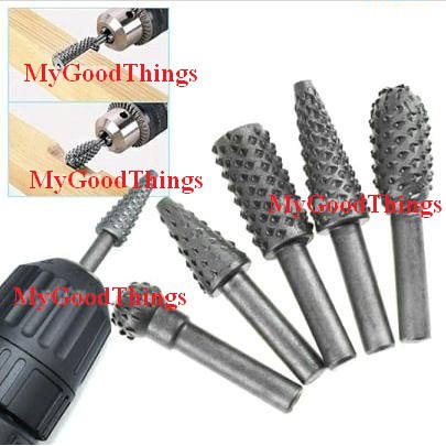5pcs 6.0mm Shank Steel Rotary Burr Set Shaped Rotary Rasp Shank Wood ...