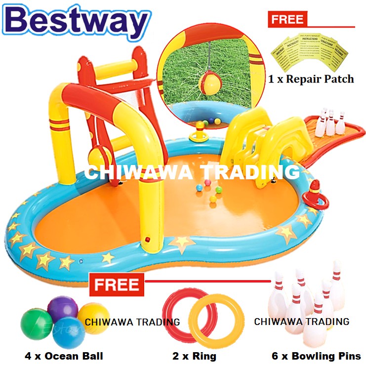 PROMOTION 53068 Inflatable Swimming Pool Playground Slide Bowling ...