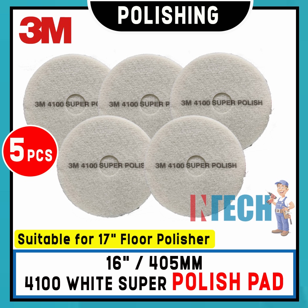 3M 16" / 405MM FLOOR POLISHING PAD - WHITE (POLISHING) / RED (BUFFING ...