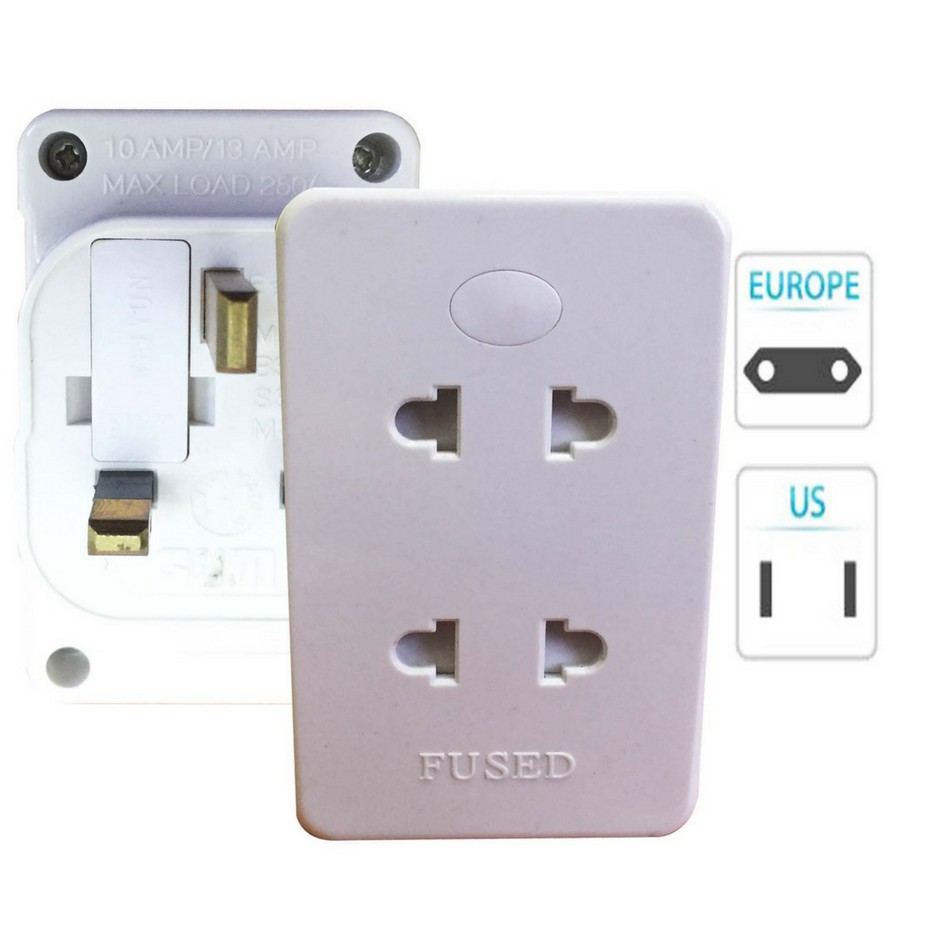 (4 Way 2 Pin) UK 3 Pin Travel Adapter Socket Plug - 2 Pin Friendly ...