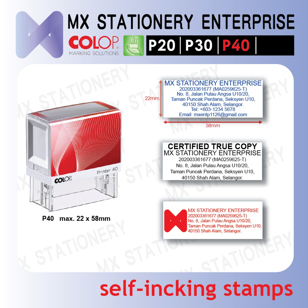 COLOP Stamp & Self-Inking & Chop Custom & Custom Made & Square & P20 P30 P40 | Shopee Malaysia