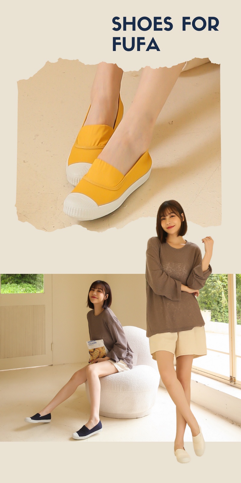 Fufa Shoes [Fufa Brand] Korean Style Plain Elastic Lazy Canvas Casual ...